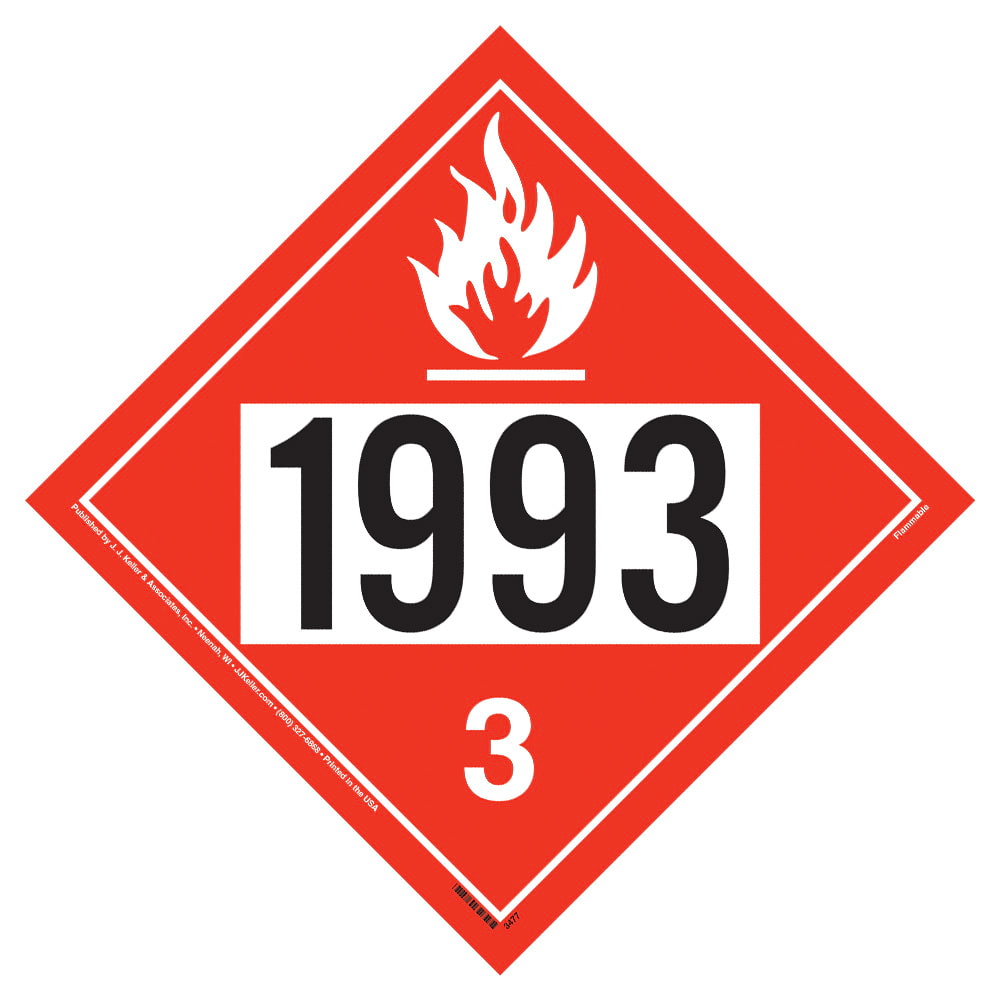 1993 Placard, Class 3 Flammable Liquid 10-pk, 10.75"x10.75" Polycoated ...