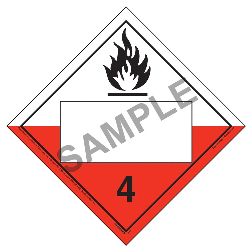 T-319 Spontaneously Combustible Class 4.2 Laminated Tagboard Placard GC ...