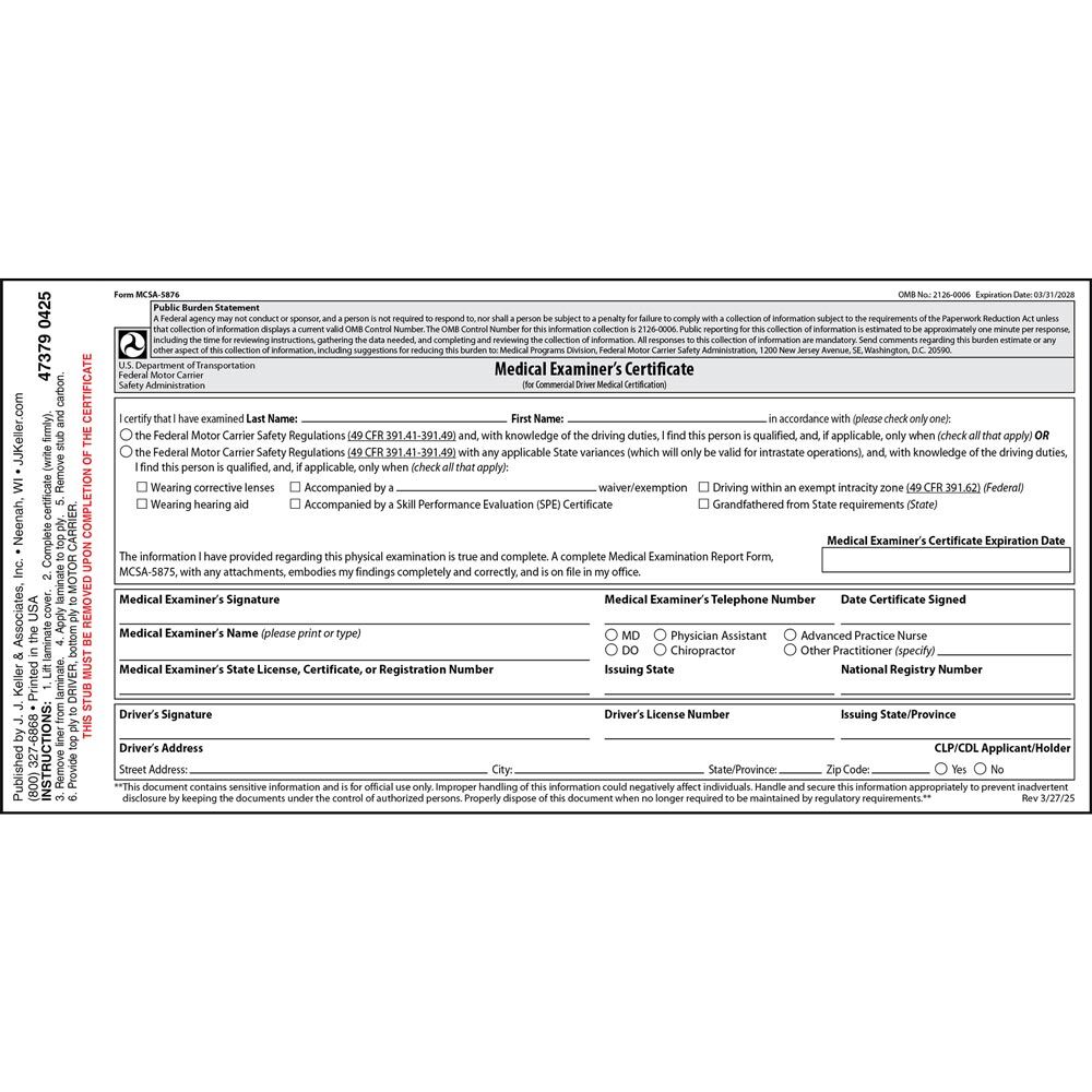 Medical Examination Certificate