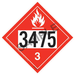 3475 Placard - Class 3 Flammable Liquid - 20 mil Polystyrene, Laminated