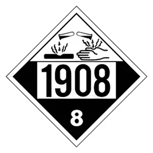 1908 Placard - Class 8 Corrosive - 176 lb Polycoated Tagboard