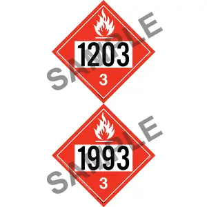 1993/1203 Placard - Class 3 Flammable Liquid - 20 mil Polystyrene ...