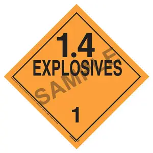 Division 1.4 Explosives Placard - Worded, 200 lb Polycoated Tagboard