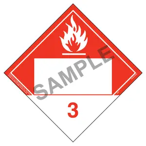 Class 3 Combustible Liquid Placard - Blank, 4 mil Vinyl Removable Adhesive