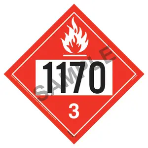 1170 Placard - Class 3 Flammable Liquid - 176 lb Polycoated Tagboard