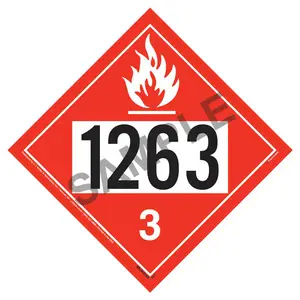 1263 Placard - Class 3 Flammable Liquid - 176 lb Polycoated Tagboard