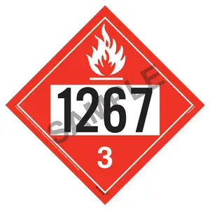 1267 Placard - Class 3 Flammable Liquid - 4 mil Vinyl, Permanent Adhesive