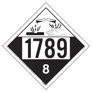 1789 Placard - Class 8 Corrosive - 176 lb Polycoated Tagboard