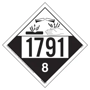 1791 Placard - Class 8 Corrosive - 176 lb Polycoated Tagboard