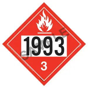 1993 Placard - Class 3 Flammable Liquid - 176 lb Polycoated Tagboard