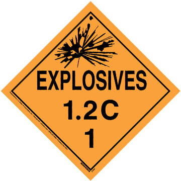 Division 1.2C Explosives Placard - Worded