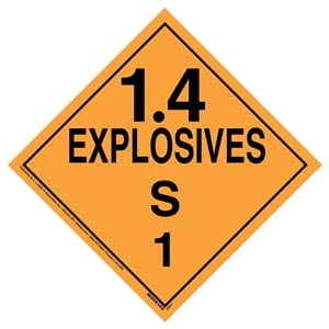 Division 1.4S Explosives Placard - Worded - .024\" Aluminum