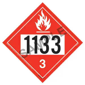 1133 Placard - Class 3 Flammable Liquid - Polycoated Tagboard