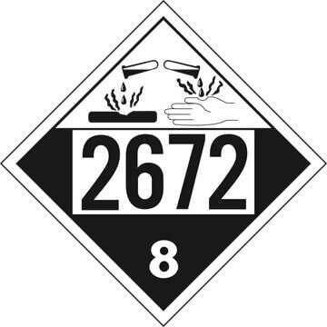 2672 Placard - Class 8 Corrosive - 176 lb Polycoated Tagboard