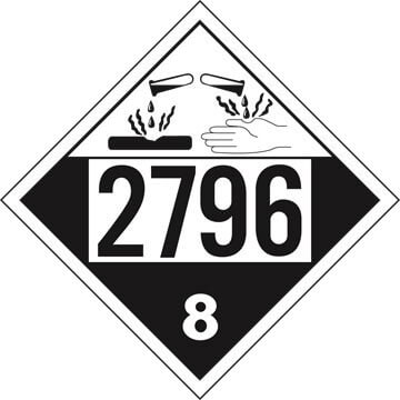2796 Placard - Class 8 Corrosive - 176 lb Polycoated Tagboard