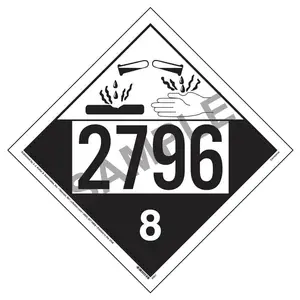 2796 Placard - Class 8 Corrosive - 176 lb Polycoated Tagboard