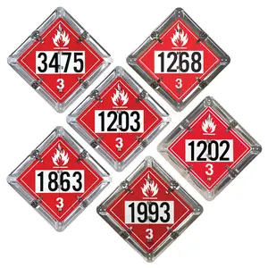 Aluminum Flip Placard - 6 Legend, Class 3, Numbered - Unpainted Back Plate