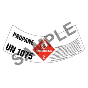 Gas Cylinder Shoulder Labels - Flammable Gas Propane 1075