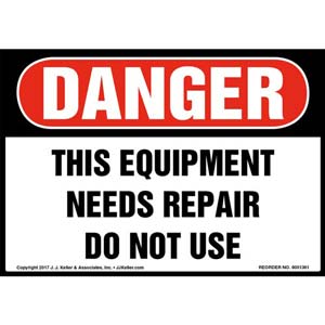 Equipment Signs and Labels | J. J. Keller