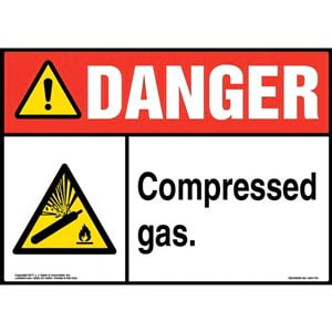 Danger: Compressed Gas Sign with Icon - OSHA