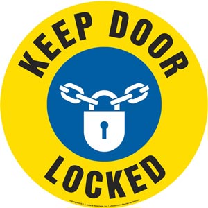 Keep Gate Locked Sign with Icon - Round