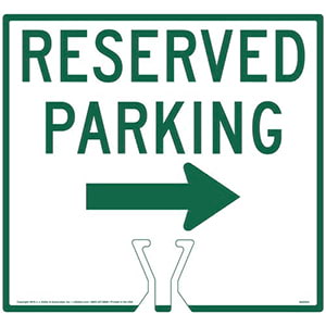 Cone Topper Sign - Green Reserved Parking Single Arrow Sign