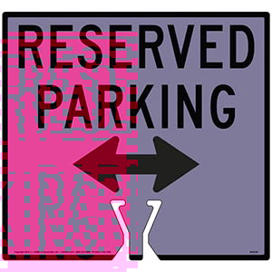 Cone Topper Sign - Black Reserved Parking Double Arrow Sign