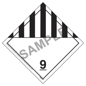 Class 9 Miscellaneous Placard - Worded - 4 mil Vinyl, Permanent Adhesive