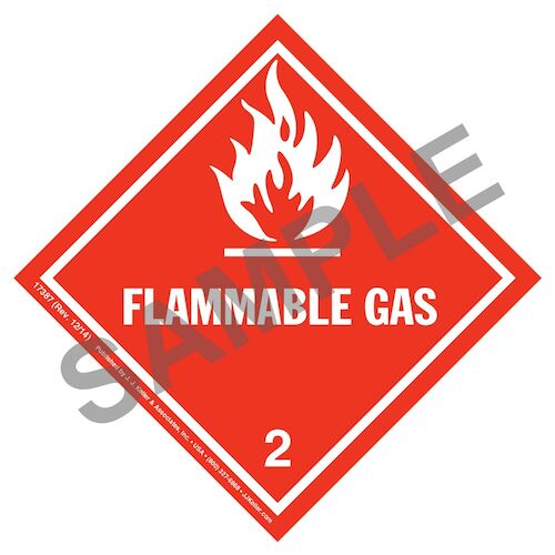 Hazardous Materials Labels - Class 2, Division 2.1 -- Flammable Gas, Poly