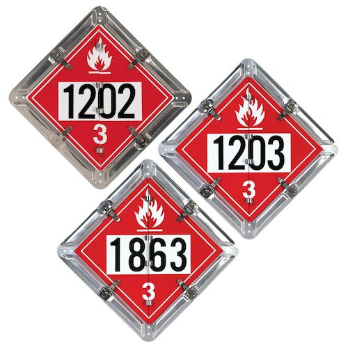 Aluminum Flip Placard - 3 Legend, Class 3, Numbered, UN 1202, 1203 ...