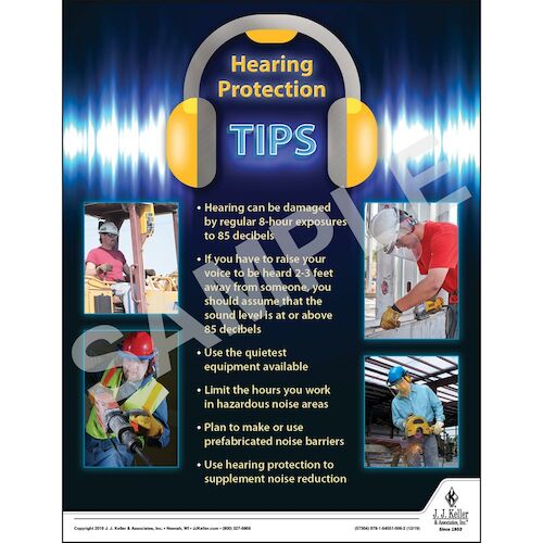 Hearing Protection Tips - Construction Safety Poster Hearing Protection Tips - Construction Safety Poster