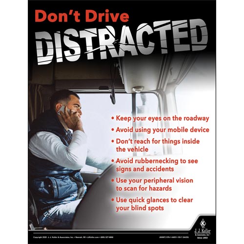 Don't Drive Distracted - Construction Safety Poster