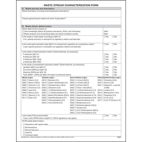 Waste Stream Characterization Form