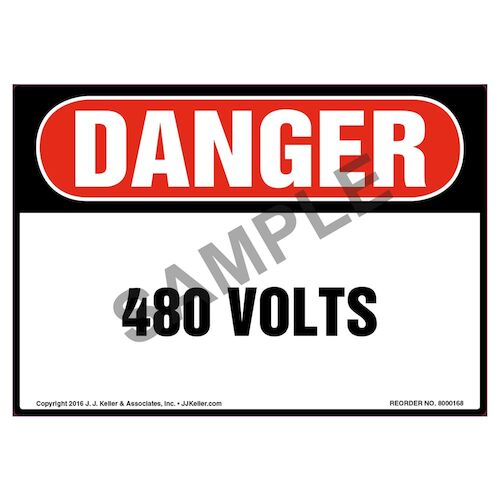 Danger: 480 Volts - OSHA Label