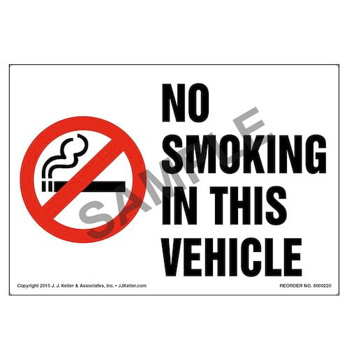 No Smoking In This Vehicle Label