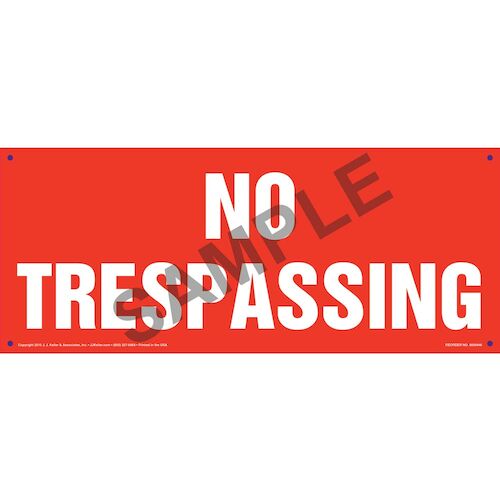 No Trespassing Sign White Text On Red Long Format
