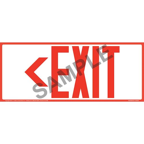 Directional Exit Left Sign - Red, Long Format