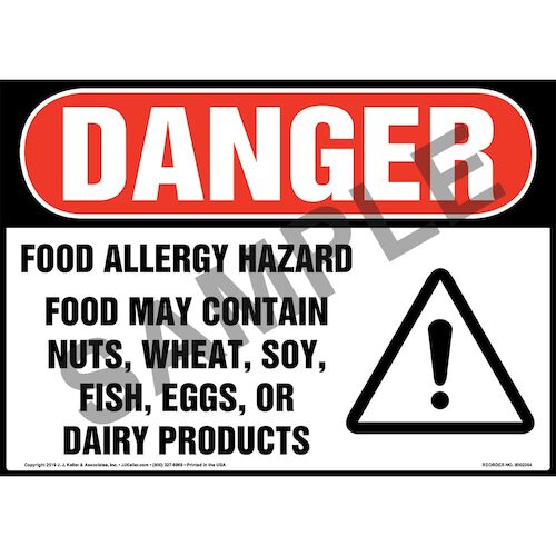 Danger: Food Allergy Hazard, Food May Contain Nuts, Wheat, Soy, Fish ...
