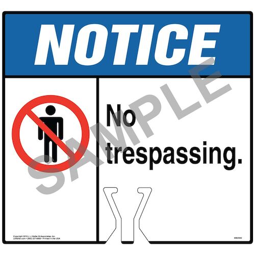 Notice: No Trespassing Sign with Icon - ANSI