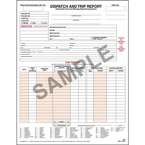 Dispatch Sheet Template